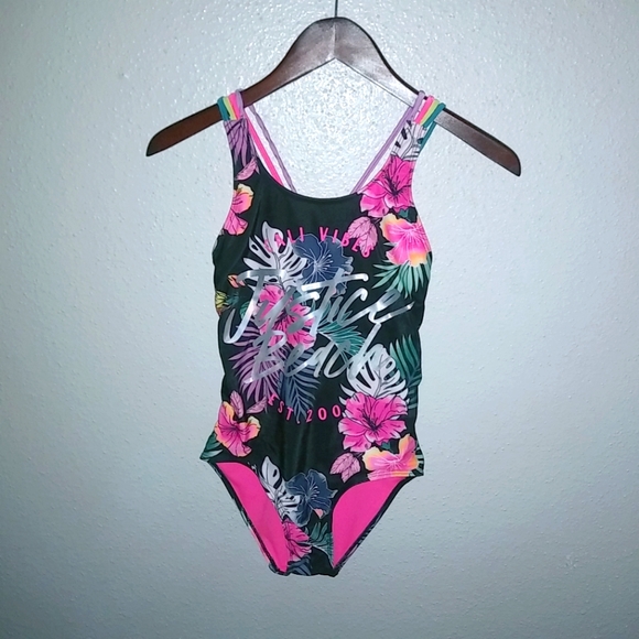 Justice | Swim | Justice L 214 Girls Cali Vibes Beach Black Aloha ...
